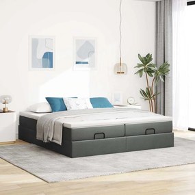 Osmanský rám postele s matrací tmavě šedý 200x200cm textil 3311249