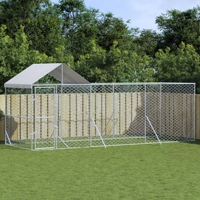 Venkovní psí kotec se střechou stříbrný 6 x 2 x 2,5 m ocel 3190467