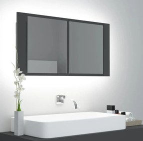 vidaXL LED koupelnová skříňka se zrcadlem 90x12x45cm akryl [804975] Barva: šedá sonoma