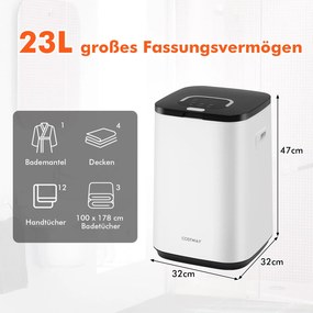 Costway Ohřívač ručníků 23 L nádoba na ohřev ručníků s bílou kontrolkou doby