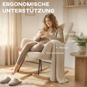 HOMCOM Houpací křeslo Houpací křeslo, akcentové křeslo, relaxační křeslo s berberským rounem, do 120 kg, béžové, 71x92x101 cm| Aosom
