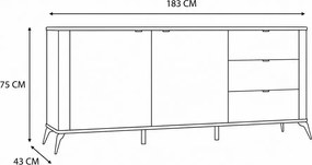 Komoda Cordoba 2D3S 183 cm kašmír