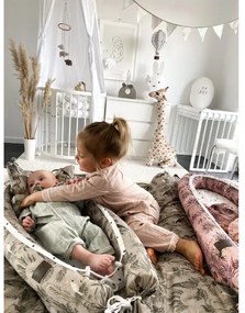 Sleepee Hnízdečko pro miminko JUNGLE, PUDROVÁ z bavlny