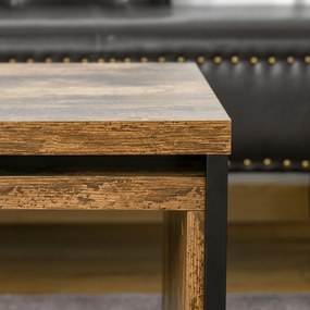 HOMCOM Set 2 Kávových Stolků s Kovovými Nohy v Průmyslovém Stylu pro Obývací Pokoj a Jídelnu 90x48x42 cm a 59x42x36 cm