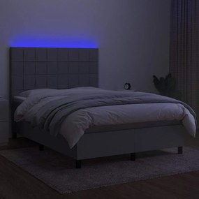 Box spring postel s matrací a LED světle šedá 140x200 cm textil 3134877