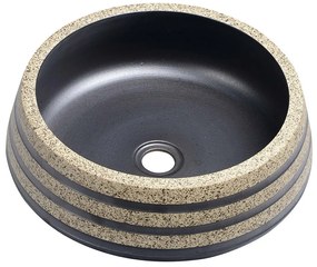 Sapho PRIORI keramické umyvadlo na desku, Ø 41cm, černá/kámen - PI021