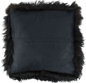 Tmavě šedý / černý polštář z ovčí kůže - 40*40*10cm