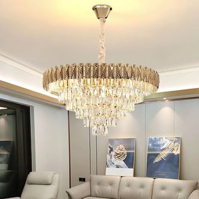 Toolight Toolight, závěsné křišťálové svítidlo 80cm, 12xE14, G061-CP, zlatá, OSW-08995