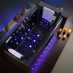 Terra Hydromasážní vířivá vana Iris 933C 170x84 s ohřevem vody, černý mramor