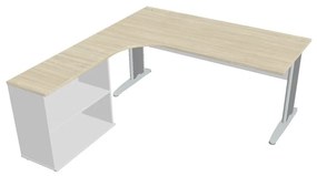 Sestava stolu a skříně pravá 180 cm - Hobis Cross CE 1800 H P Dekor stolové desky: akát, Dekor lamino podnože: bílá, Barva nohou: Stříbrná