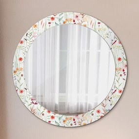 Kulaté zrcadlo tištěný rám Divoké květiny fi 70 cm