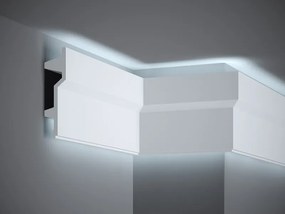 Stropní LED osvětlovací lišta, NEPŘÍMÉ OSVĚTLENÍ, tvrdý plast ProFoam® (Polyuretan), základní bílý nátěr (přetíratelný), 150 x 40 x 2000 mm