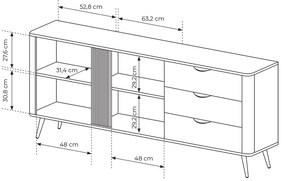 Obývací stěna VERIS A | 3 díly | 471 cm | dub dunin