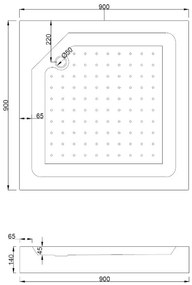 Sprchová vanička MEXEN RIO 90x90x14 cm, 45109090