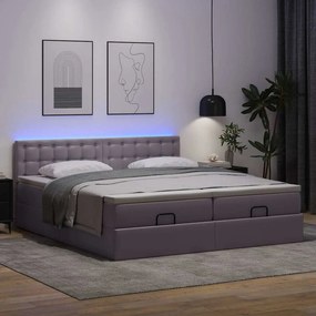 Osmanský rám postele s matrací šedá 200x200cm umělá kůže 3312813