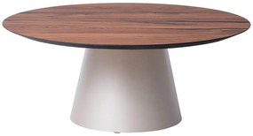Hnědý dubový konferenční stolek Marco Barotti 90 cm s matnou stříbrnou podnoží