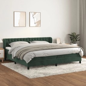 Box spring postel s matrací tmavě zelená 200x200 cm samet 3127694