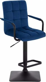 LuxuryForm DESIGN Barová židle VERONA BLACK VELUR na černé hranaté podstavě - modrá