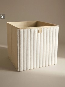 Sinsay - Skládací úložný koš s kožíškem - krémová