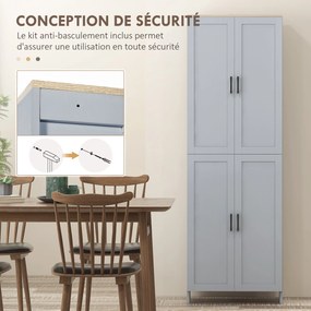 HOMCOM Kuchyňská Skříň Vysoká Komoda Buffet Úložná Skříň Moderní Styl S Víceúložným Prostorem a 4 Dveřmi a Nastavitelnými Policemi, 60 x 30 x 170,5 c…