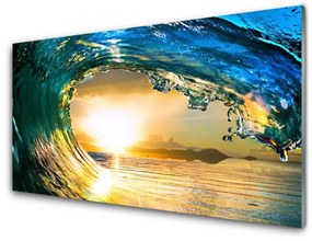 Obraz na skle Vlna Moře Západ Příroda 120x60 cm