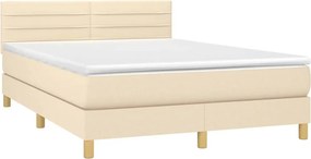 Box spring postel s matrací a LED krémová 140x200 cm textil 3133802