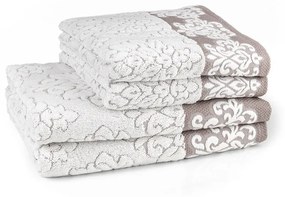 Tegatex Bavlněný ručník / osuška z bavlny - béžová - Světle šedá a hnědá Velikost: 50*90 cm