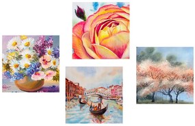Set obrazů romantické Benátky s květinami