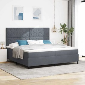 Postel s boxspringem s čelo Tmavě šedá 200 x 200 cm samet 3339921