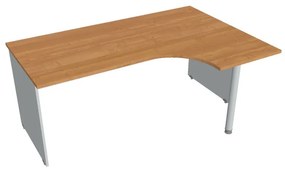 Stůl ergo 180 x 120 cm, levý Hobis Gate GE 1800 60 L Dekor lamino podnože: olše, Dekor korpusu: šedá, Barva nohy: šedivá