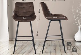 Barová židle Weston samet – hnědá