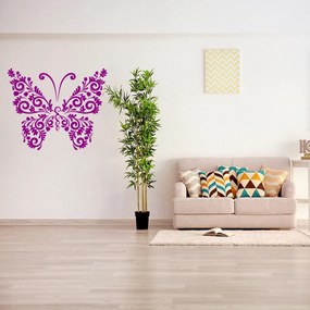Živá Zeď Samolepka na zeď Motýlek rozkvetlá louka Barva: černá