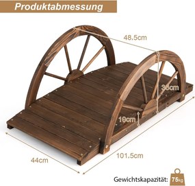 Costway Dřevěný zahradní most rybník most s dvojitým polokolovým zábradlím