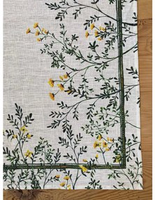 Lenbutik Běhoun na stůl 100% len Žluté kytičky/ Little yellow flowers Rozměry ubrusů: 180x50 cm