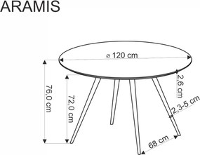 Jídelní stůl Aramis 120 cm terrazzo bílý