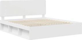 Rám postele s čelo Bílá 200 x 200 cm Masivní borové dřevo 3412443
