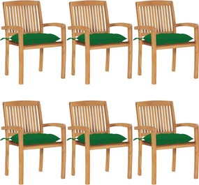 Stohovatelné zahradní židle s poduškami 6 ks masivní teak 3073272