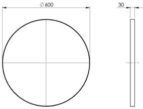 Gedy Zrcadlo kulaté v plastovém rámu ø 60cm, černá mat 6000