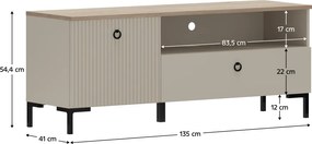 Kondela TV stolek, šedohnědá Taupe/dub silverjack, DOMCA 1K1S