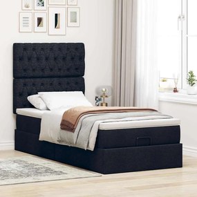 Osmanský rám postele s matrací černá 90x200cm textil 3314060