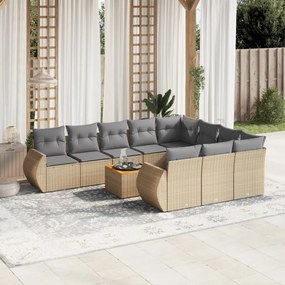 11dílný zahradní sedací souprava s poduškami béžový polyratan 3257515