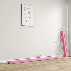 SPORTNOW 236 cm skládací kladina, přenosná gymnastická kladina, protiskluzová kladina, gymnastická a balanční kladina do 80 kg, pro děti od 3 let, vn…
