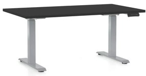 Výškově nastavitelný stůl OfficeTech D, 140 x 80 cm, šedá podnož, černá
