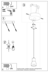Sollux SL.0963 - Lustr na lanku QUBIC 1xE27/60W/230V beton/dřevo černá