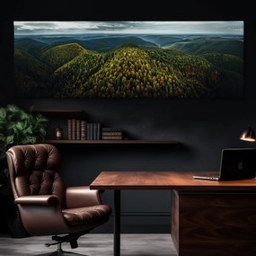 Obraz na plátně - Krajina s lesy, kam se podíváš FeelHappy.cz Velikost obrazu: 210 x 70 cm