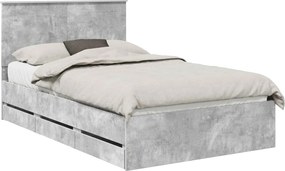 Rám postele s čelo Betonově šedá 135 x 190 cm Inženýrské dřevo 3409471
