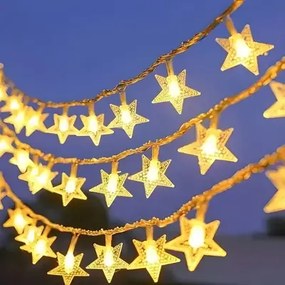 LED vánoční řetěz vločka a hvězda teplá bílá / Vánoční osvětlení / 80