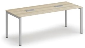 Stůl SQUARE 2000 x 800 x 750, dub přírodní + 2x stolní zásuvka TYP II, stříbrná