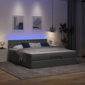 Osmanský rám postele s matrací tmavě šedá 160x200cm textil 3312486