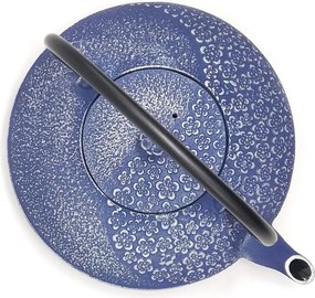 Litinová konvice Hanami, 1,1 l – modrá s motivem jing jang, s nerezovým sítkem